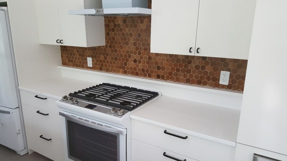 Pure White Caesarstone Quartz with a Waterfall edge - Modern - Kitchen ...