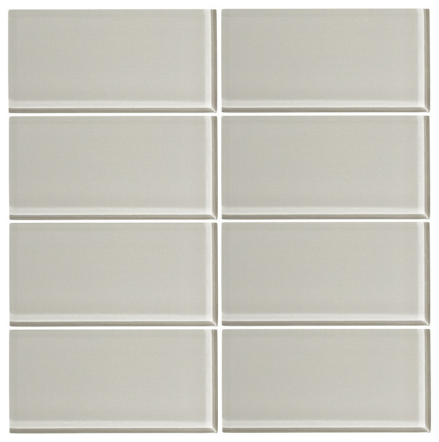 Glass Subway Tile, Cathedral Gray Sample - Contemporary - Wall And ...