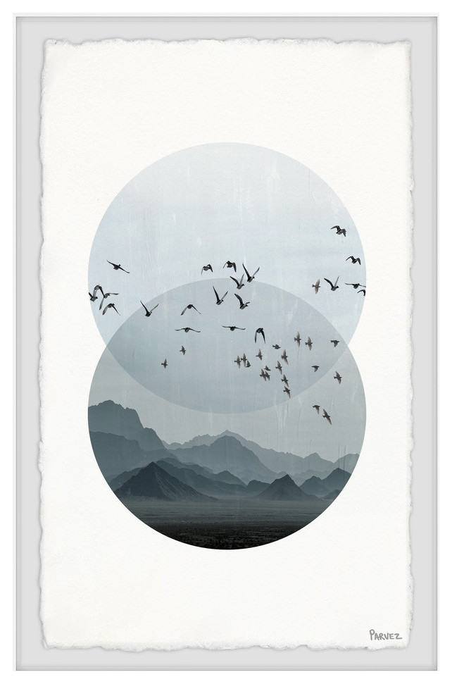 "Circle Birds" Framed Painting Print, 16"x24" - Contemporary - Prints ...