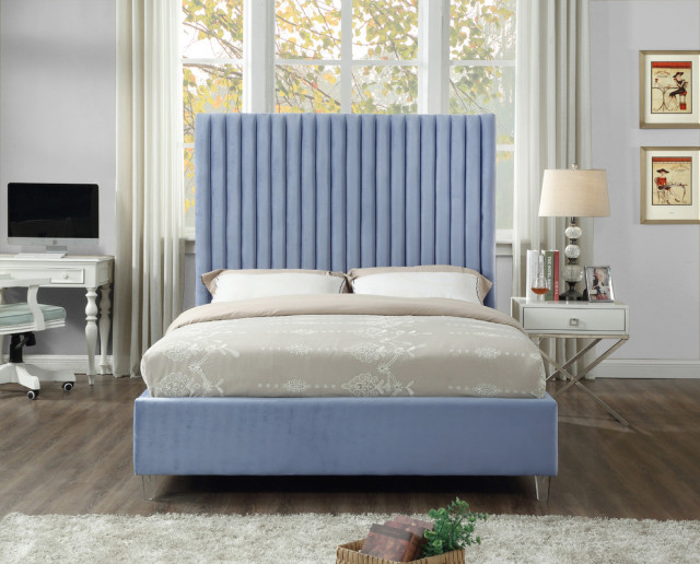 Candace Velvet Bed, Full - Contemporary - Platform Beds - by Meridian ...