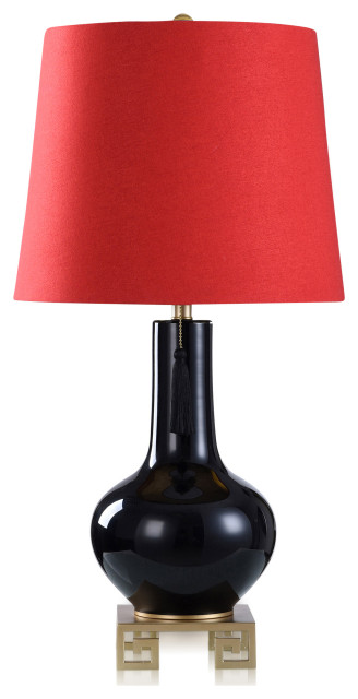 Dann Foley Lifestyle Glass and Metal Table Lamp Black and Gold, Red ...