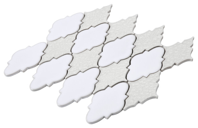 12.25"x13.75" Candace Mosaic Tile Sheet, White - Mediterranean - Mosaic ...