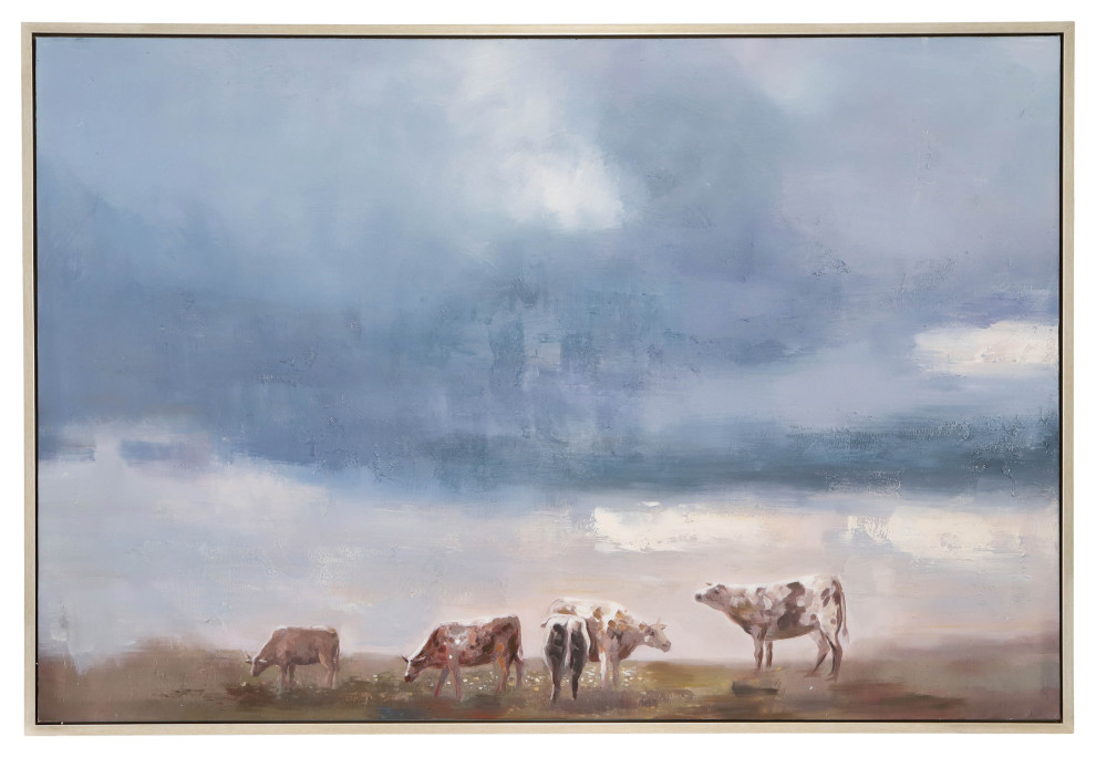 62X42 Framed Hand Painted Farm Canvas, Multi, 61.6x1.5x41.6 inches ...
