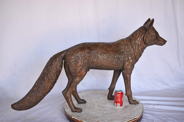 Fox Standing Life Size Bronze Statue - Size: 42"L x 9"W x 27"H ...