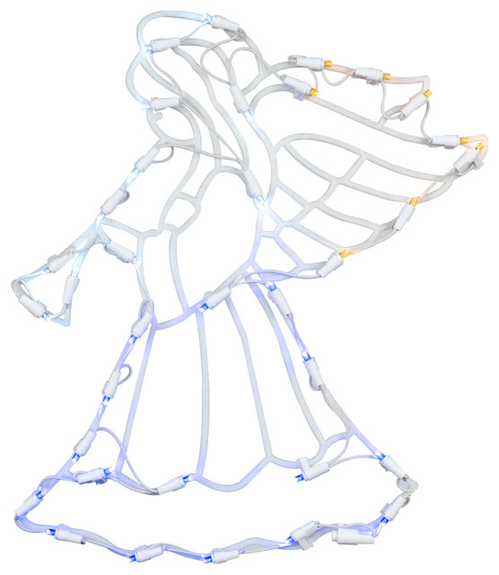 Vickerman 35 Light LED Angel Window Decor 17x14", White, 17"x14 ...