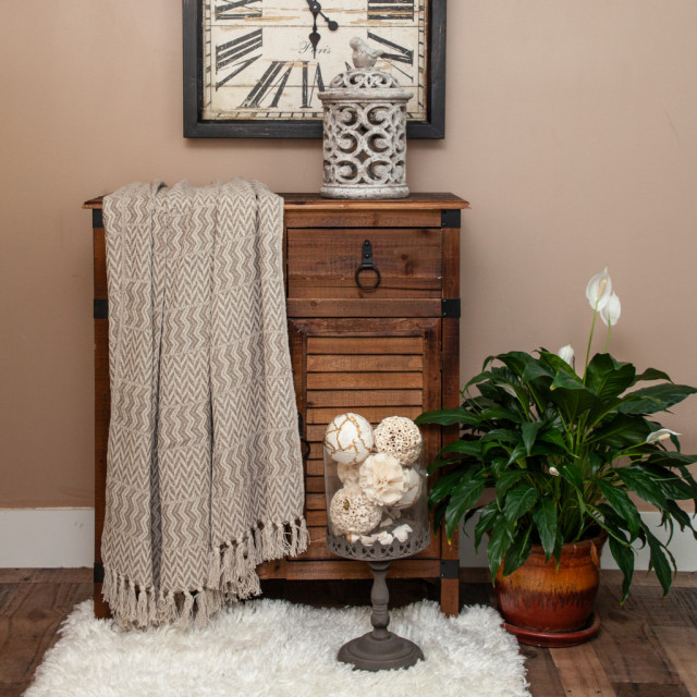 Multi Beige Herringbone Woven Handloom Throw - Scandinavian - Throws ...