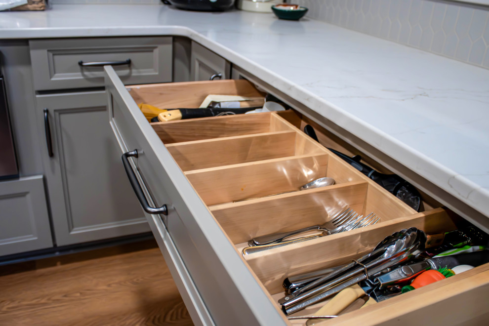 Two-Tone Neutral Kitchen with Quartz Countertop and Soho Picket ...