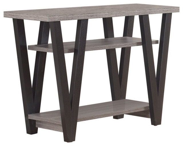 Bowery Hill V Shaped Console Table in Gray and Black - Industrial ...