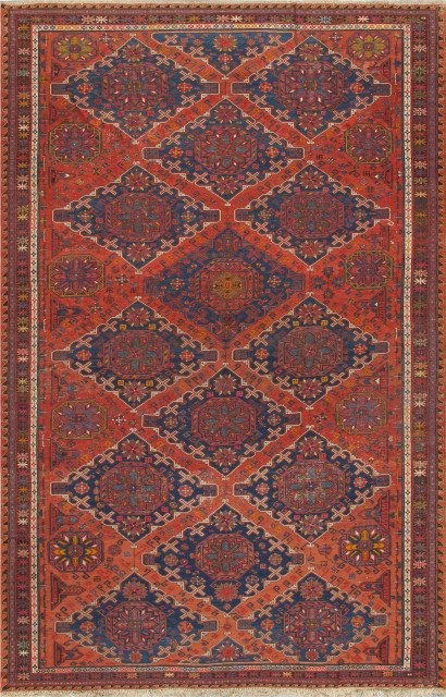 Pasargad Home Antique Sumak Collection Rust Lamb's Wool Area Rug, 10'4 ...