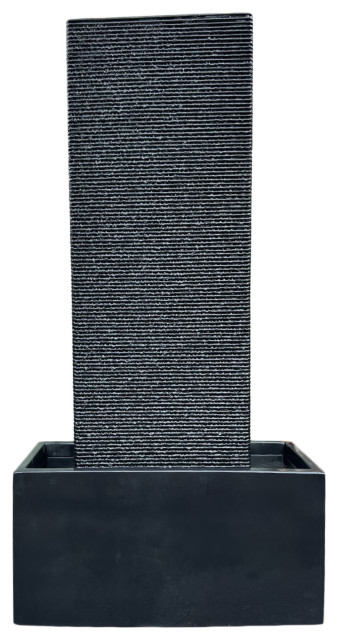 Tall Black Ripple Fountain - Transitional - Outdoor Fountains And Ponds ...