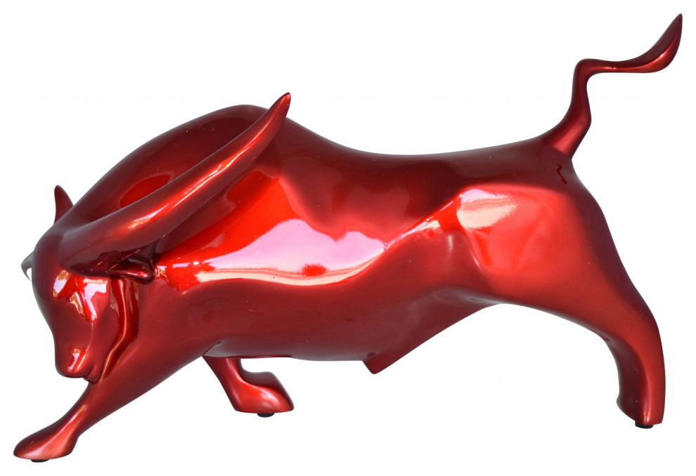 Modern Art of a Red Bull Made of Resin Statue Size: 17" x 14" x 10"H ...