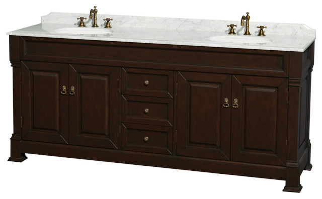 80 Inch Double Bathroom Vanity in Dark Cherry - Traditional - Bathroom ...