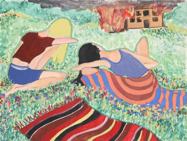 Fire Watchers, L. Lee Abelard, 12x9 - Contemporary - Paintings - by ...
