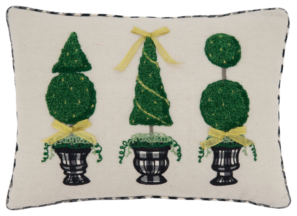 Throw Pillow With Topiary Design, 13"x18" - Contemporary - Decorative ...
