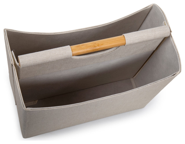 Modern and Sleek Two-Compartment Magazine Storage Bin with Bamboo ...