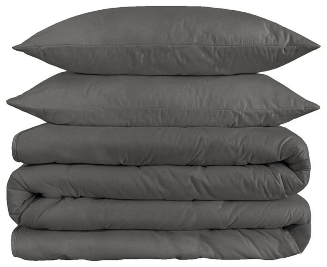 Charcoal King Cotton Blend 1200 Thread Count Washable Duvet Cover Set ...