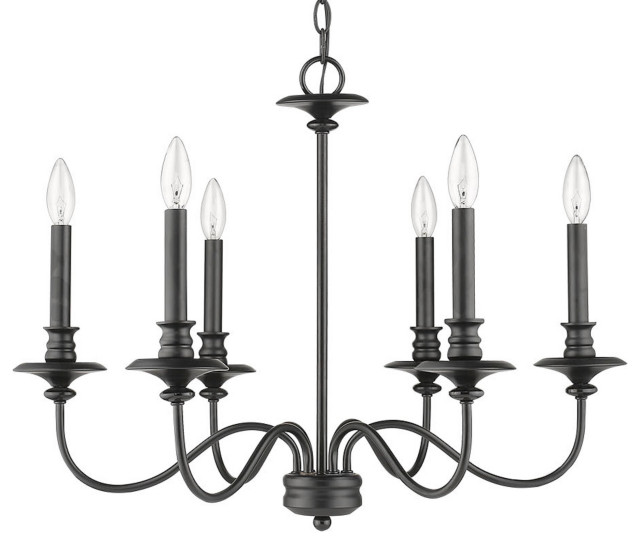 6 Light Matte Black Traditional Chandelier - Traditional - Chandeliers ...