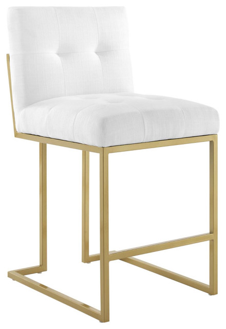Privy Gold Stainless Steel Counter Stool - Chic Deco Design Plush Upholstery S - Contemporary ...