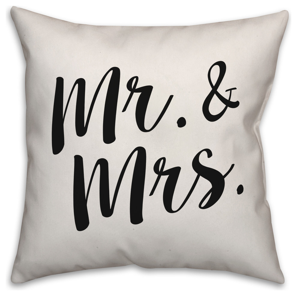 Mr and Mrs Bold Script Pillow, 20x20 - Contemporary - Decorative ...