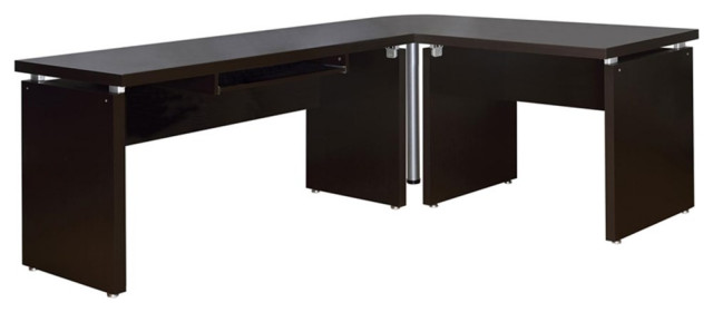 Pemberly Row Engineered Wood L-Shape Computer Desk Cappuccino ...