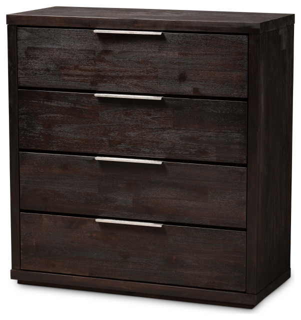 Titus Modern Dark Brown Finished Wood 4-Drawer Chest - Transitional ...