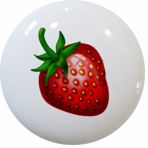 Single Strawberry Ceramic Cabinet Drawer Knob - Cabinet And Drawer ...
