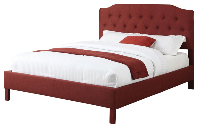 92"x79"x53" King Red Linen Bed - Contemporary - Panel Beds - by ...