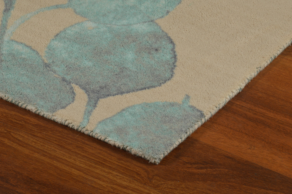 Turquoise Ficus Modern Floral Area Rug, 5' x 7' - Contemporary - Area ...