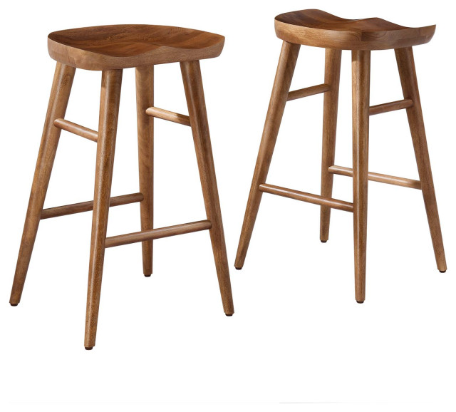 Saville Backless Wood Counter Stools - Set of 2 - Midcentury - Bar ...