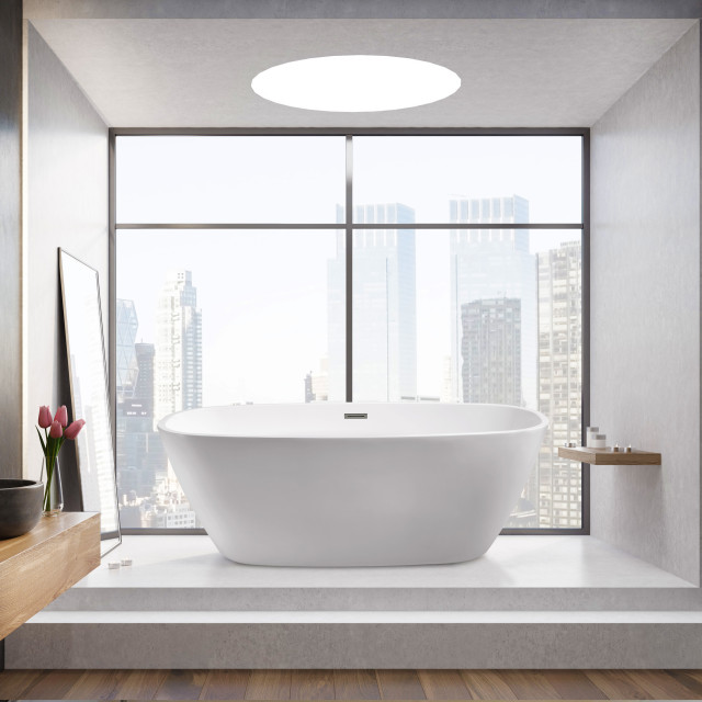 59" Streamline N700BNK Soaking Freestanding Tub and Tray With Internal ...