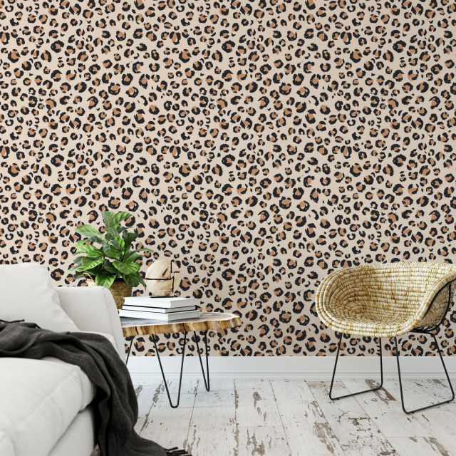 Animal Print Tan Wallpaper by Erin Kendal, Sample 12"x8" - Contemporary ...