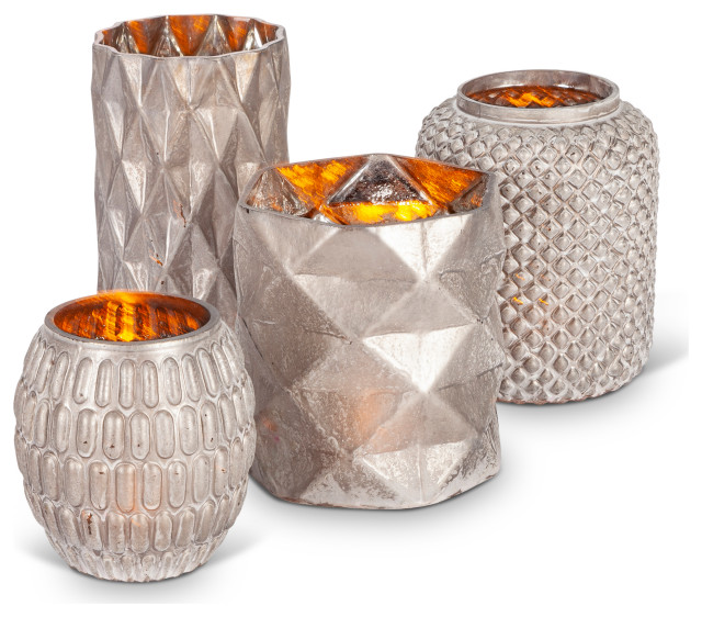 Set of 4, Pattern Cut Champagne Glass Vases, Various Sizes ...