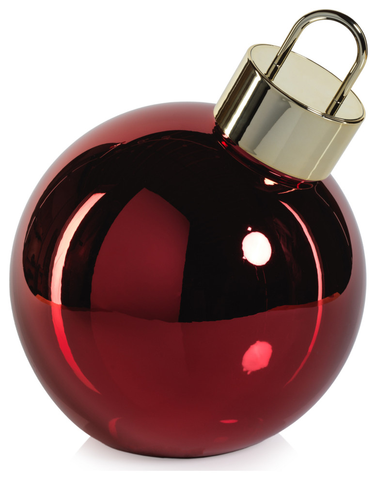 LED Oversized Red Glass Ball Ornament - Christmas Ornaments - by Zodax ...