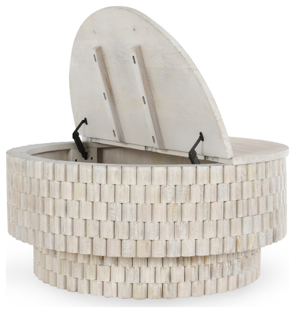 Norwood 40" Round Coffee Table, Brown - Farmhouse - Coffee Tables - by ...