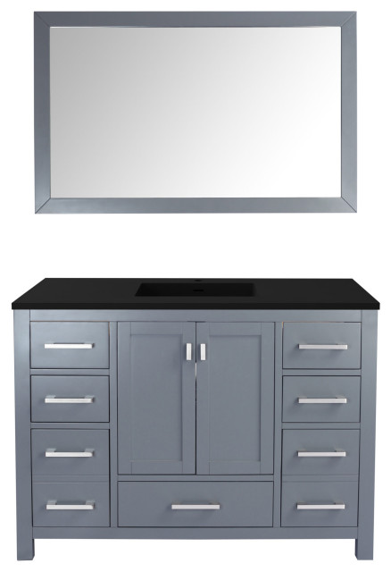 Wilson 48" Grey Bathroom Vanity With Matte VIVA Stone Solid Surface ...