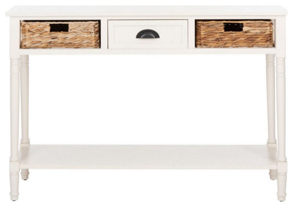 Marissa Console Table With Storage Distressed White - Traditional ...