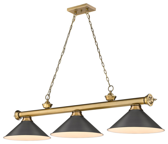 Cordon 3-Light Linear Pendant Light In Rubbed Brass, 15.000 ...