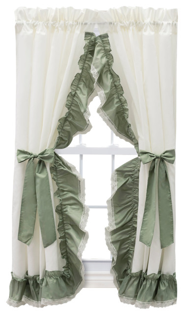 Madelyn Ruffled Victorian Priscilla Pair with Tiebacks, 100"x84 ...