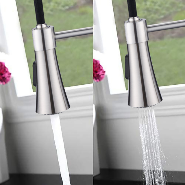 Single Handle Deck Mounted Spring Neck Pull Down Kitchen Faucet with ...