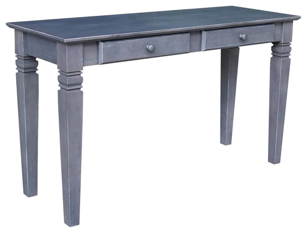 Traditional Heather Grey Console Table with Carved Legs and Two Drawers ...