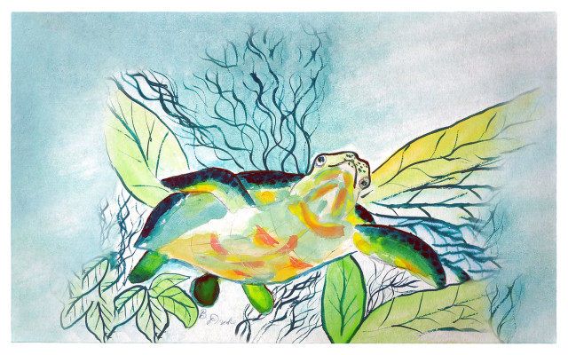 Betsy Drake Smiling Sea Turtle Door Mat 30x50, 50 inches - Beach Style ...