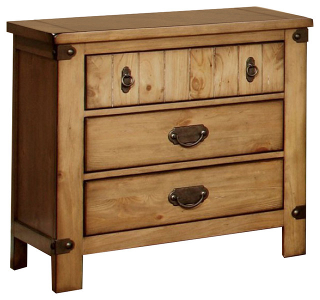 Benzara BM123268 Pioneer Cottage Nightstand In Weathered Elm Finish ...