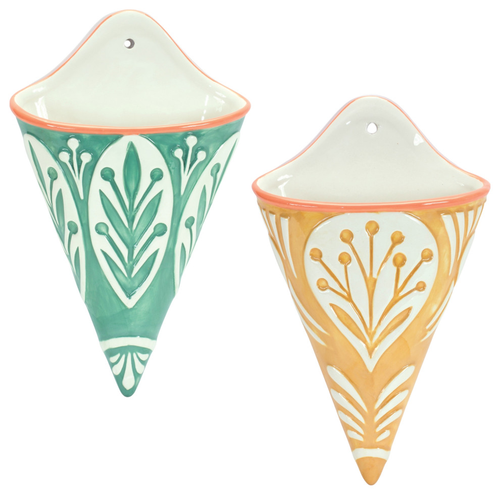 Ceramic Wall Pocket, 2-Piece Set - Contemporary - Indoor Pots And ...