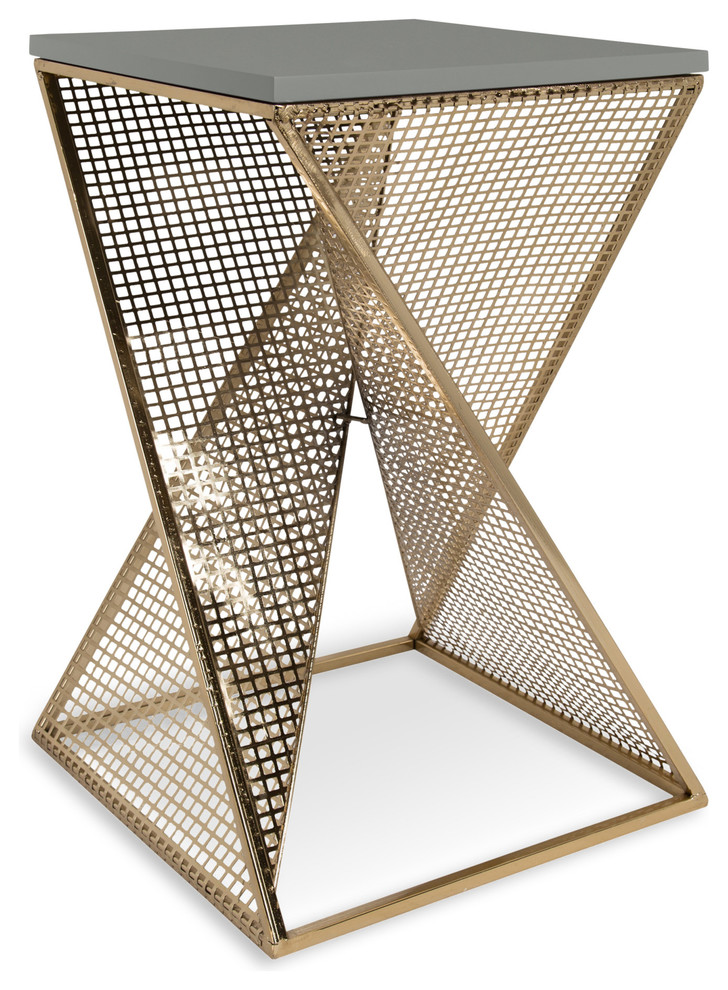 Elita Wood and Metal Accent Side Table, Gray 14.25x14.25x25, 14.25x14 ...