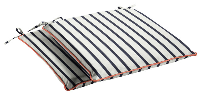 Sunbrella Lido Indigo Outdoor Chair Pad Set, 21 in x 19 in - Beach ...