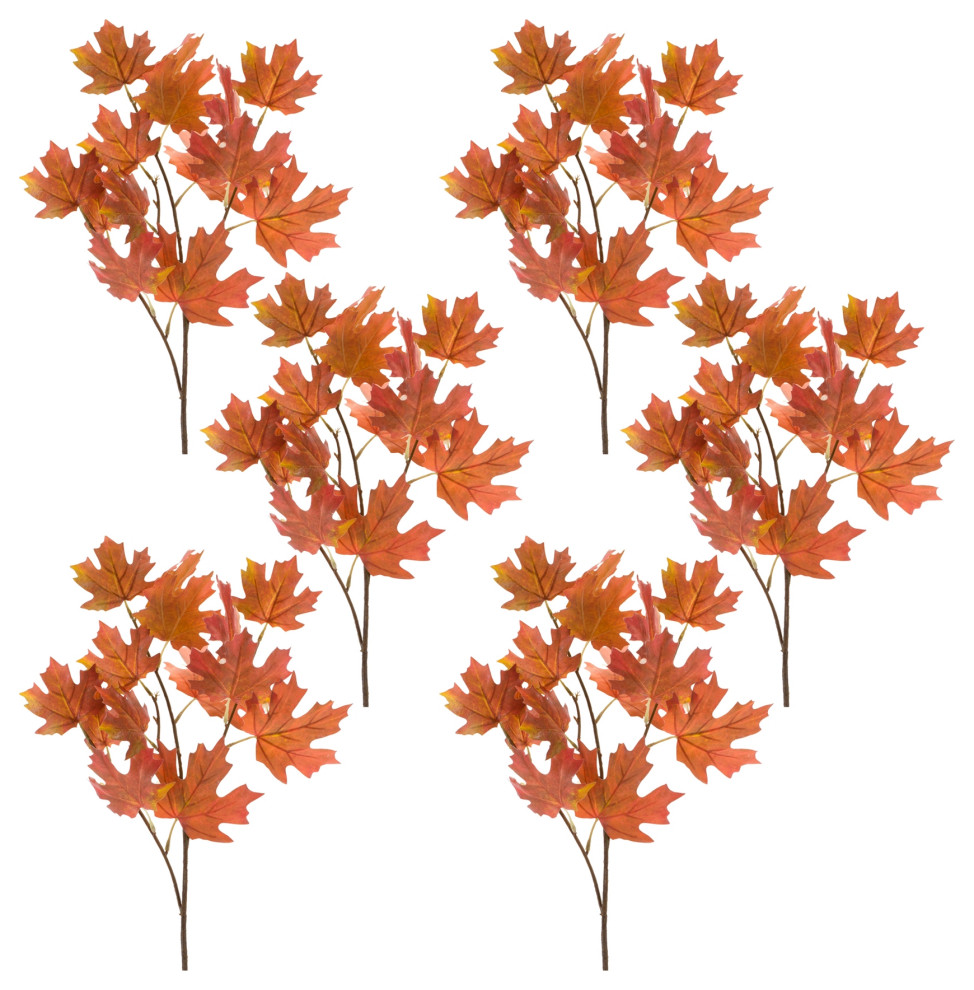 Maple Leaf Spray, 6-Piece Set, 28"H Polyester/Plastic - Transitional ...