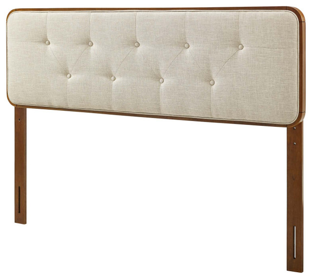 Tufted Headboard, Twin Size, Wood, Fabric, Black Beige, Modern ...