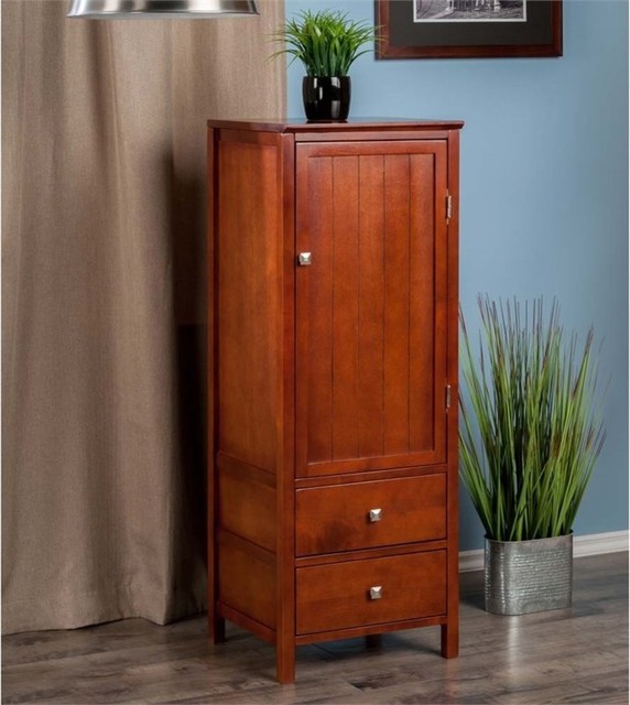 Pemberly Row 2-Drawer Transitional Solid Wood Cupboard in Walnut ...