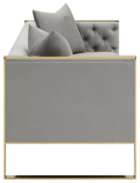 Coaster Eastbrook Modern Velvet Upholstered Tufted Back Sofa Gray ...
