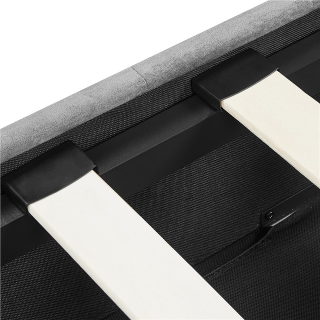Modern Platform Bed, Channel Tufted Upholstery & Side Storage Drawers ...